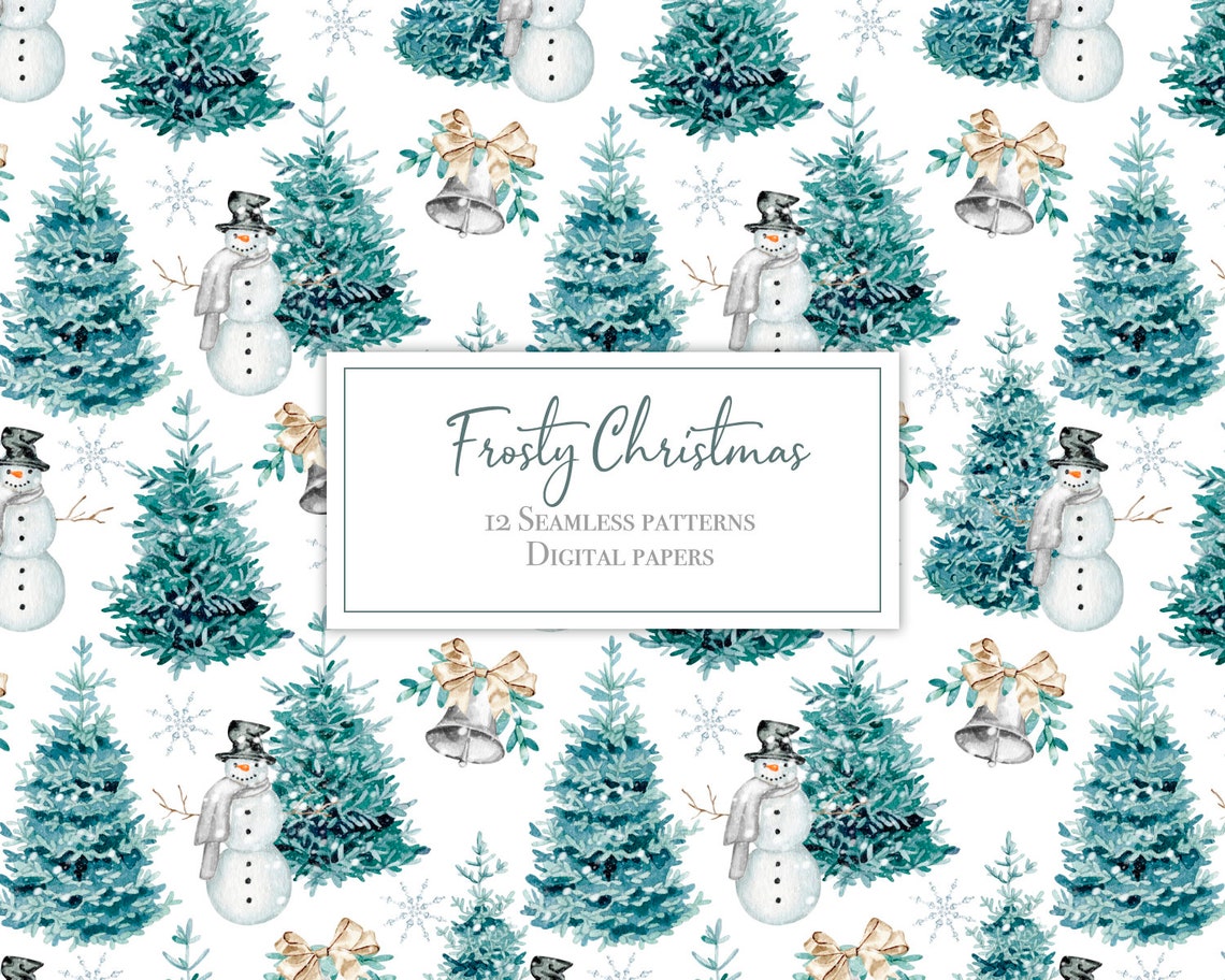 Watercolor Frosty Winter Digital Paper for Scrapbooking Snow Christmas ...