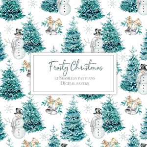 Watercolor Frosty Winter Digital Paper for Scrapbooking Snow Christmas ...