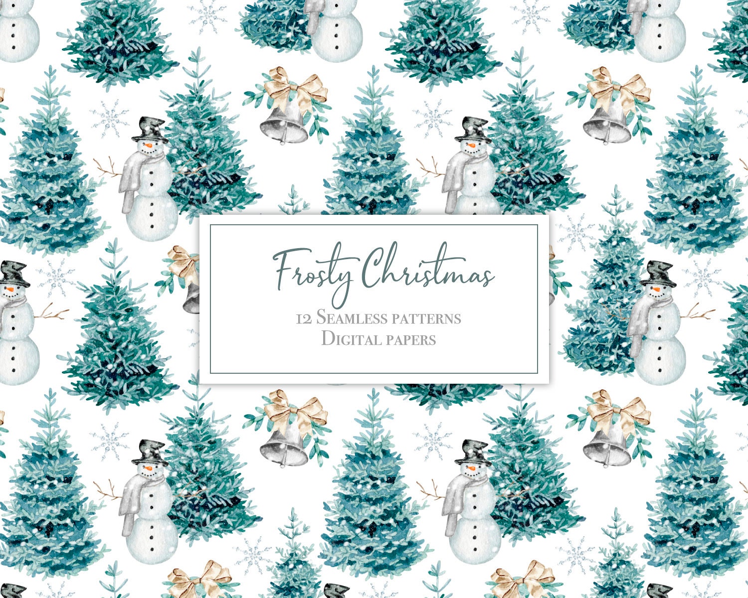 Watercolor Frosty Winter Digital Paper for Scrapbooking Snow | Etsy
