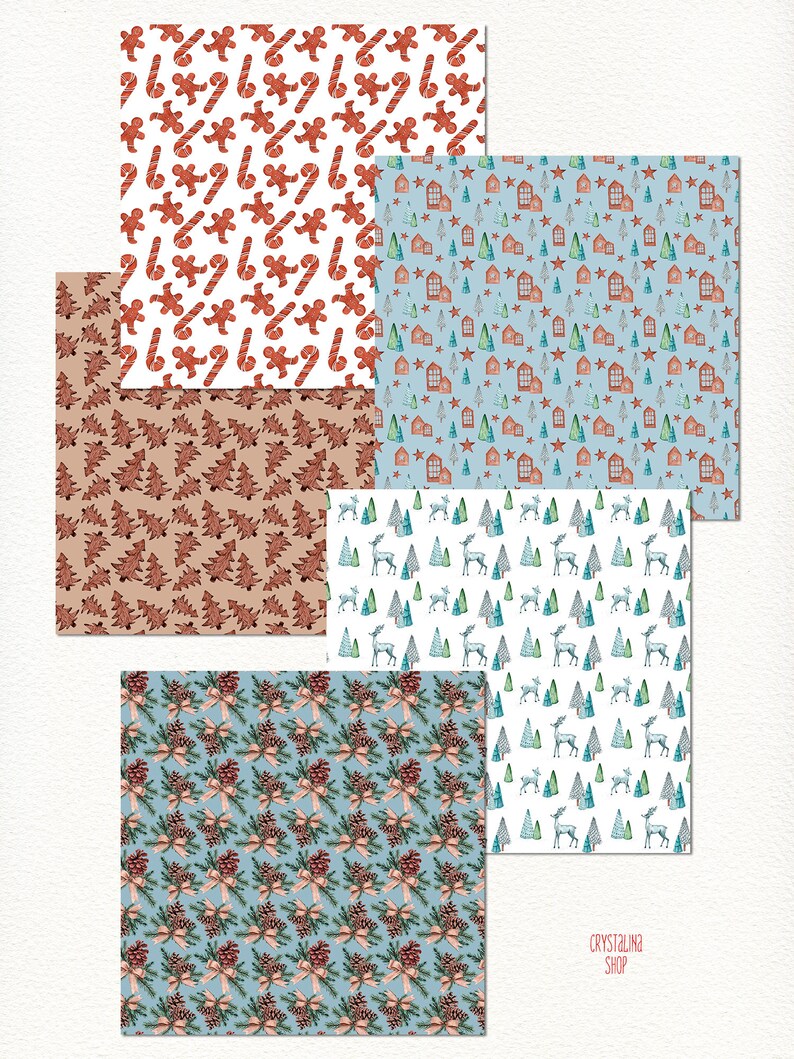 Watercolor Christmas Digital Paper Pack for Scrapbooking Printable ...