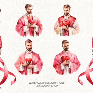 Watercolor Saint Valentine Priest Valentines Day Digital Clipart ...