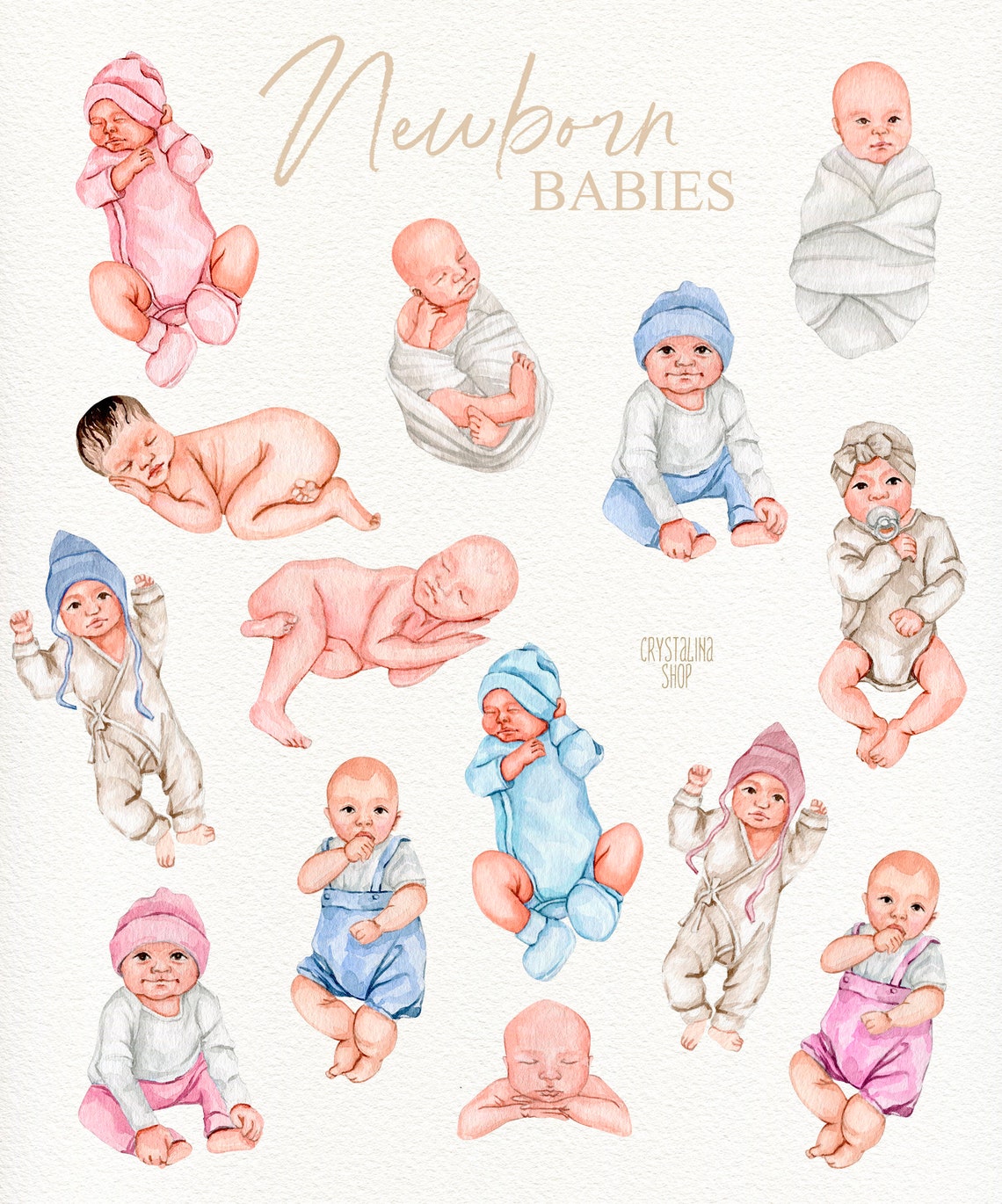 Watercolor Newborn Baby Clipart. Maternity Clipart Png. Baby Shower ...