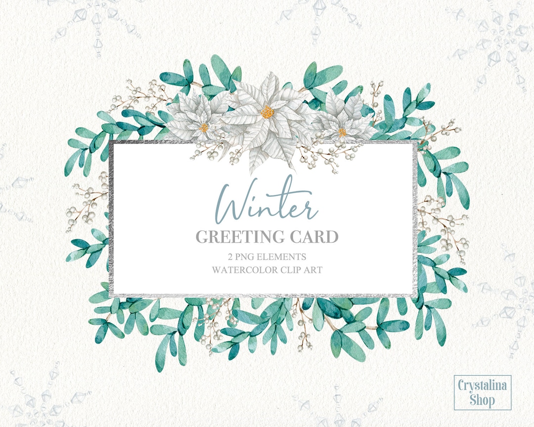 Watercolor Winter Frame Clipart Christmas Frame Card DIY Greeting Card ...