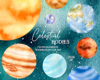 Solar System Clipart Planet Watercolor Clipart Planet - Etsy