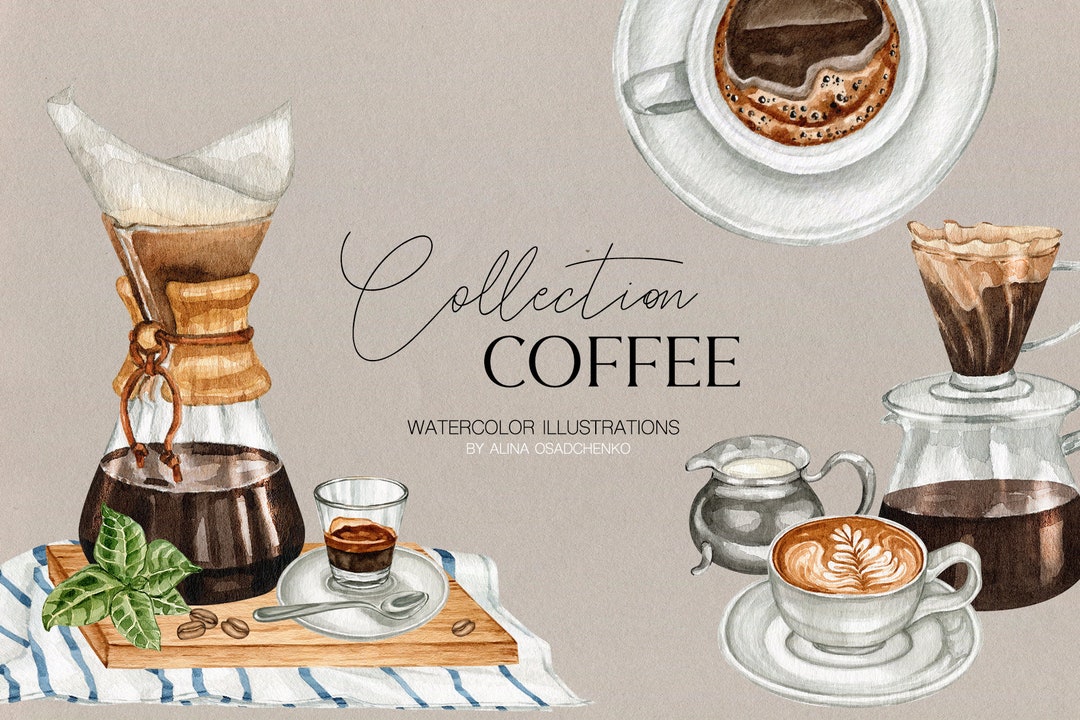 Watercolor Coffee Drink Clipart. Cup of Coffee Illustrations. Cafe Menu ...