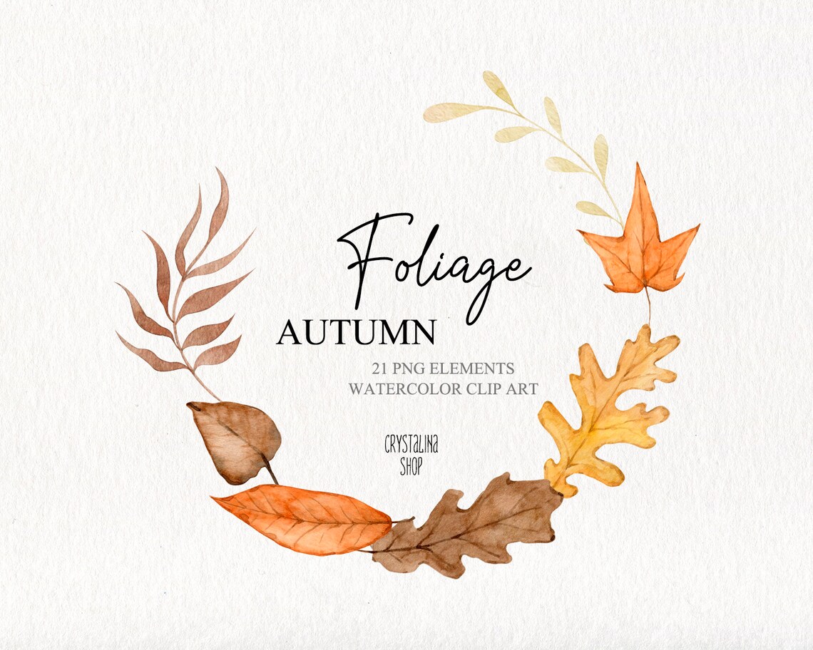 Watercolor Autumn Foliage Clipart Watercolor Fall Leaves | Etsy