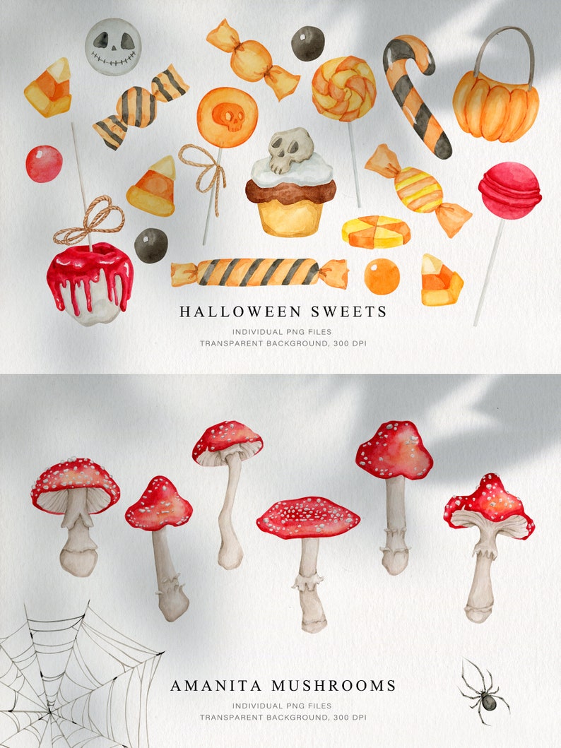 Watercolor Spooky Halloween Clipart Happy Halloween Party - Etsy