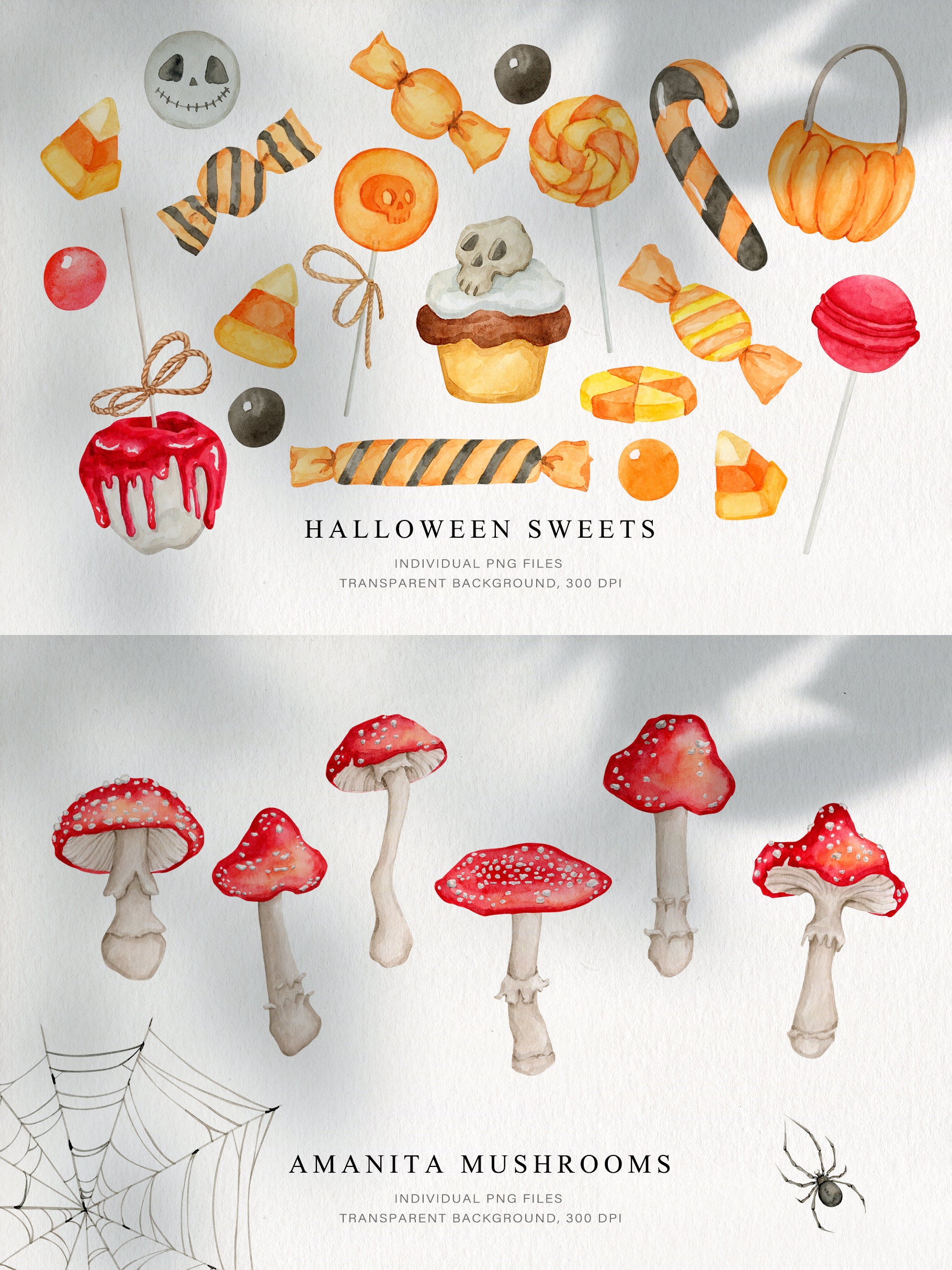 Watercolor Spooky Halloween Clipart Happy Halloween Party - Etsy