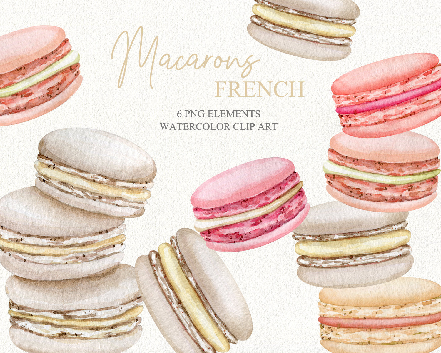 Watercolor French Macarons Clipart Pastel Sweet Dessert - Etsy UK