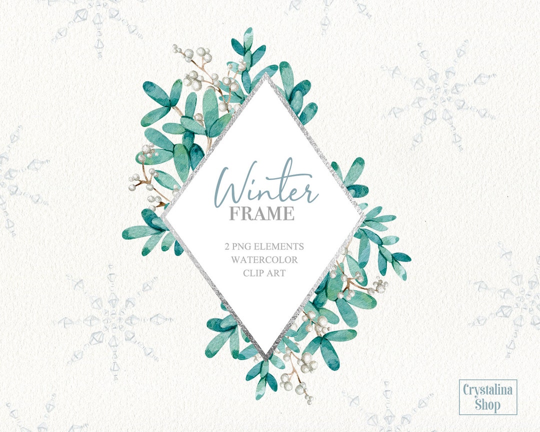 Watercolor Winter Frame Clipart Christmas Frame Card DIY Greeting Card ...