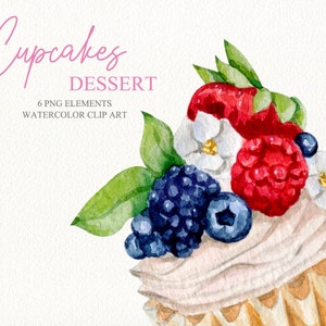 Watercolor Cupcakes Clipart Birthday Cupcakes Clipart Hand Drawn ...