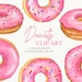 Watercolor Donuts Clipart. Sprinkle Pink and Chocolate Donut ...
