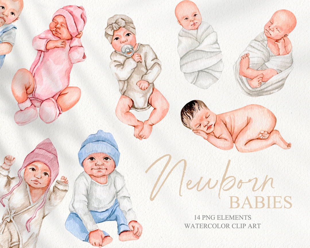 Watercolor Newborn Baby Clipart. Maternity Clipart Png. Baby Shower ...
