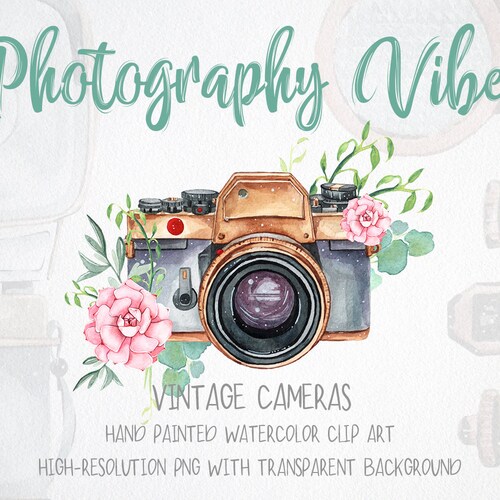 Watercolor Vintage Camera Clipart. Hand Painted Watercolor - Etsy
