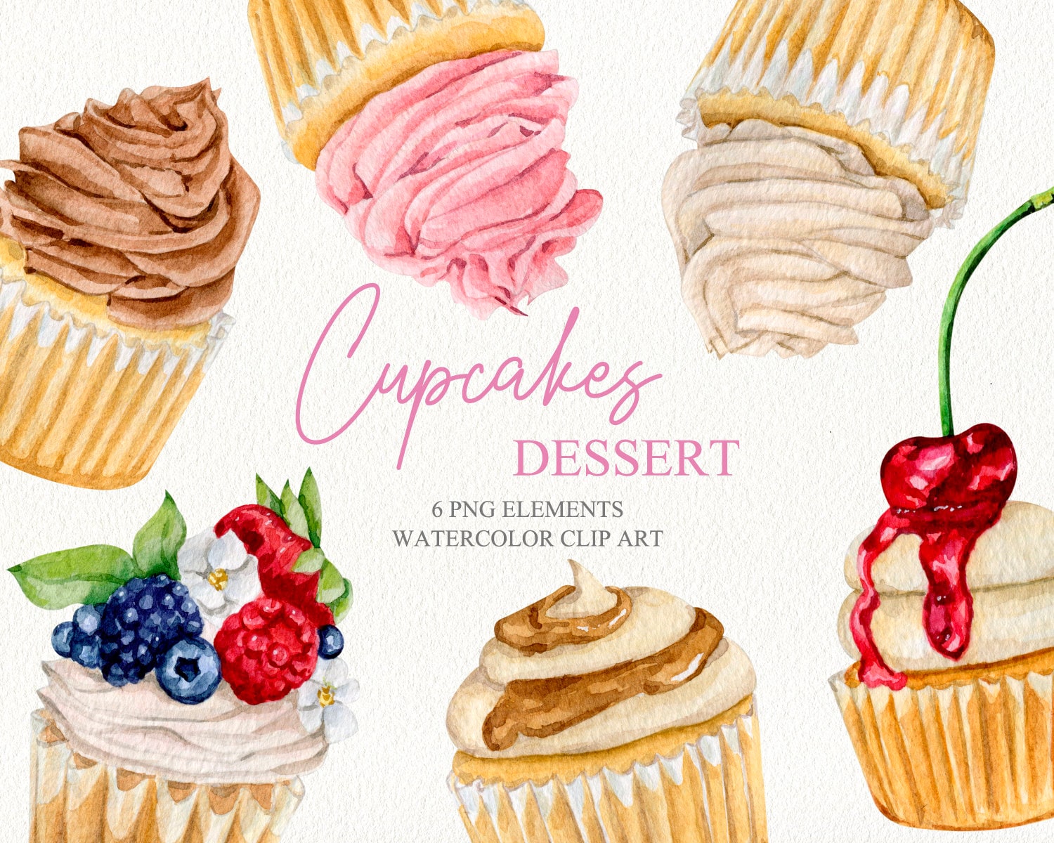 Watercolor Cupcakes Clipart Birthday Cupcakes Clipart Hand - Etsy