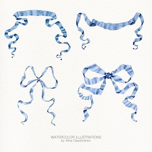Watercolor Vintage Ribbon Banners and Bows Clipart Birthday Party ...