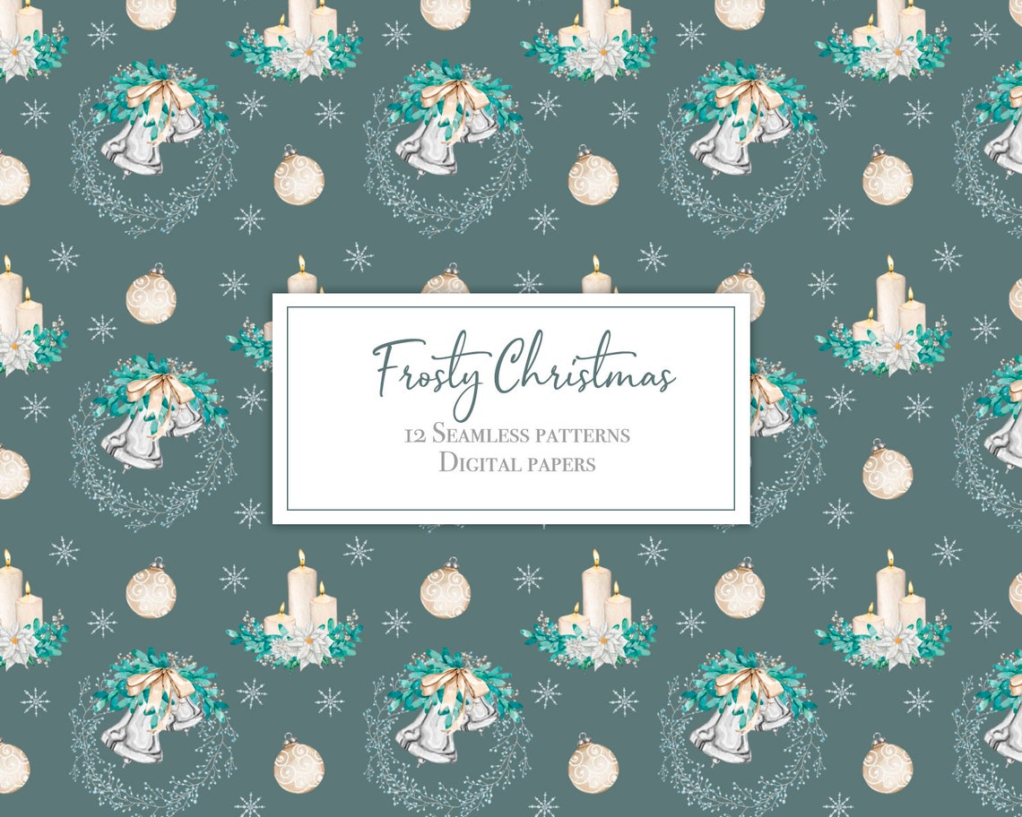 Watercolor Frosty Winter Digital Paper for Scrapbooking Snow | Etsy
