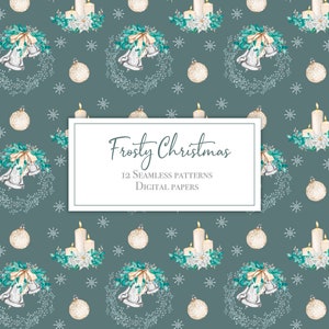 Watercolor Frosty Winter Digital Paper for Scrapbooking Snow Christmas ...
