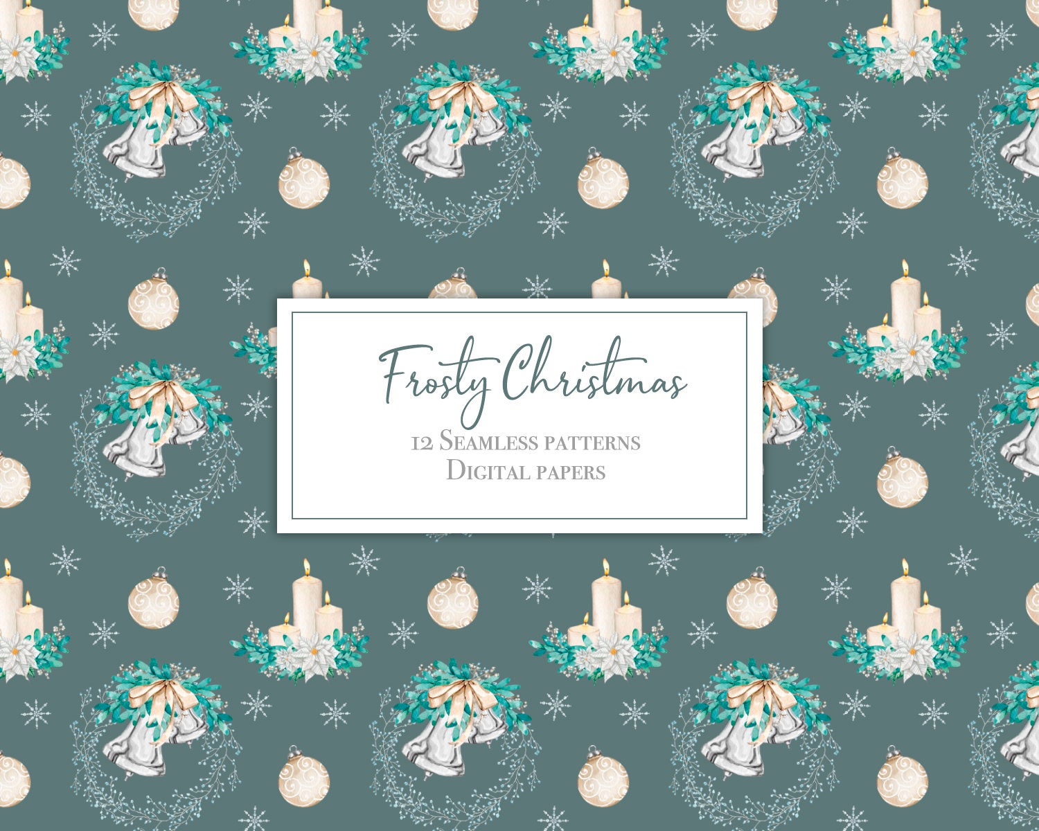 Watercolor Frosty Winter Digital Paper for Scrapbooking Snow Christmas ...