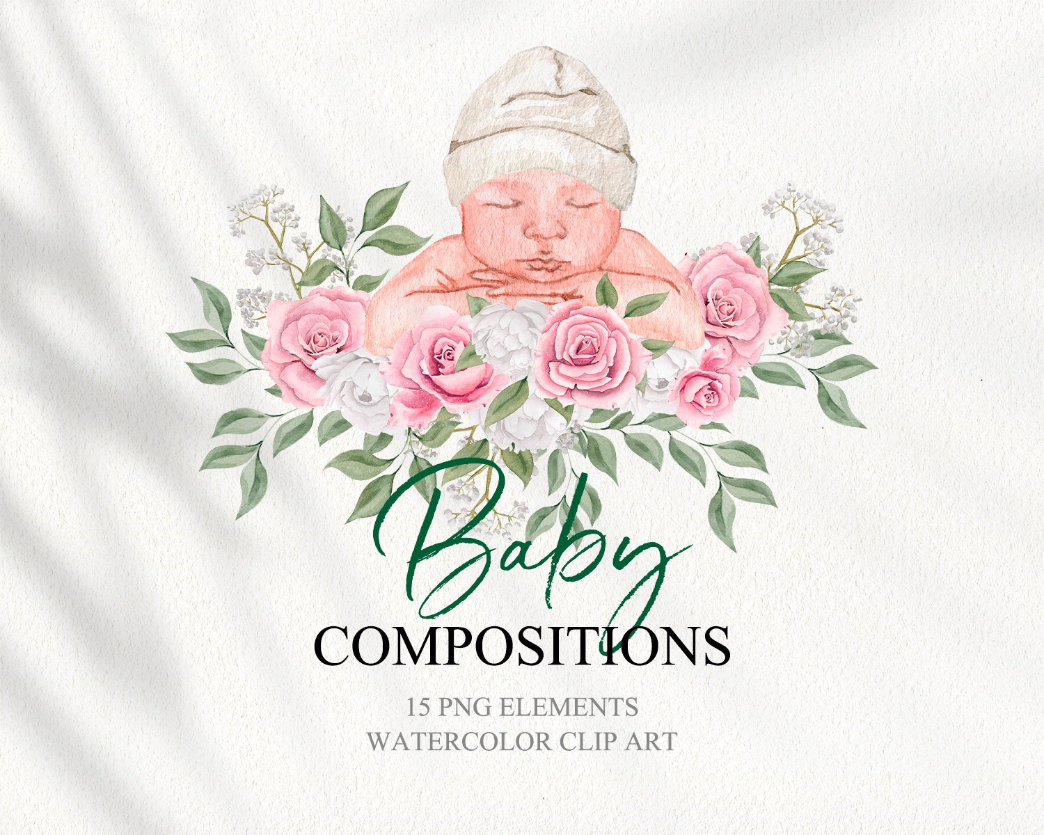 Watercolor Newborn Baby Compositions Clipart. Baby Shower - Etsy