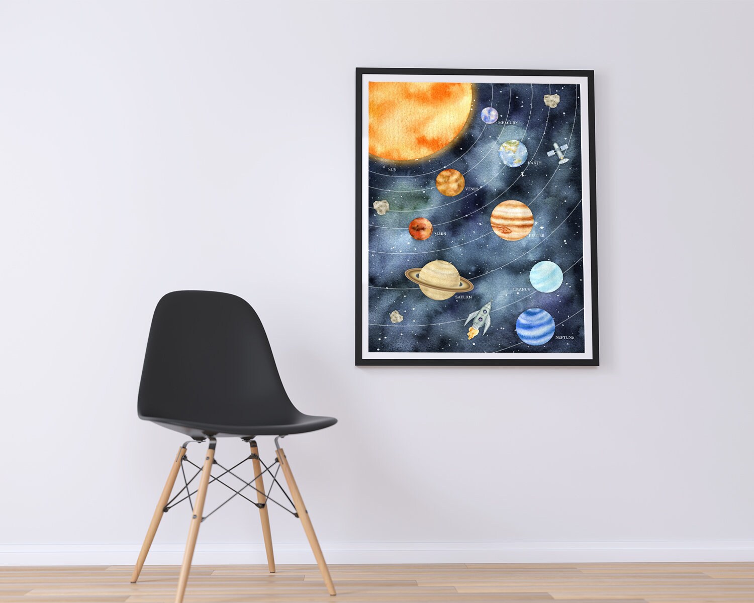 Watercolor Solar System PRINTABLE Wall Art Poster Space - Etsy