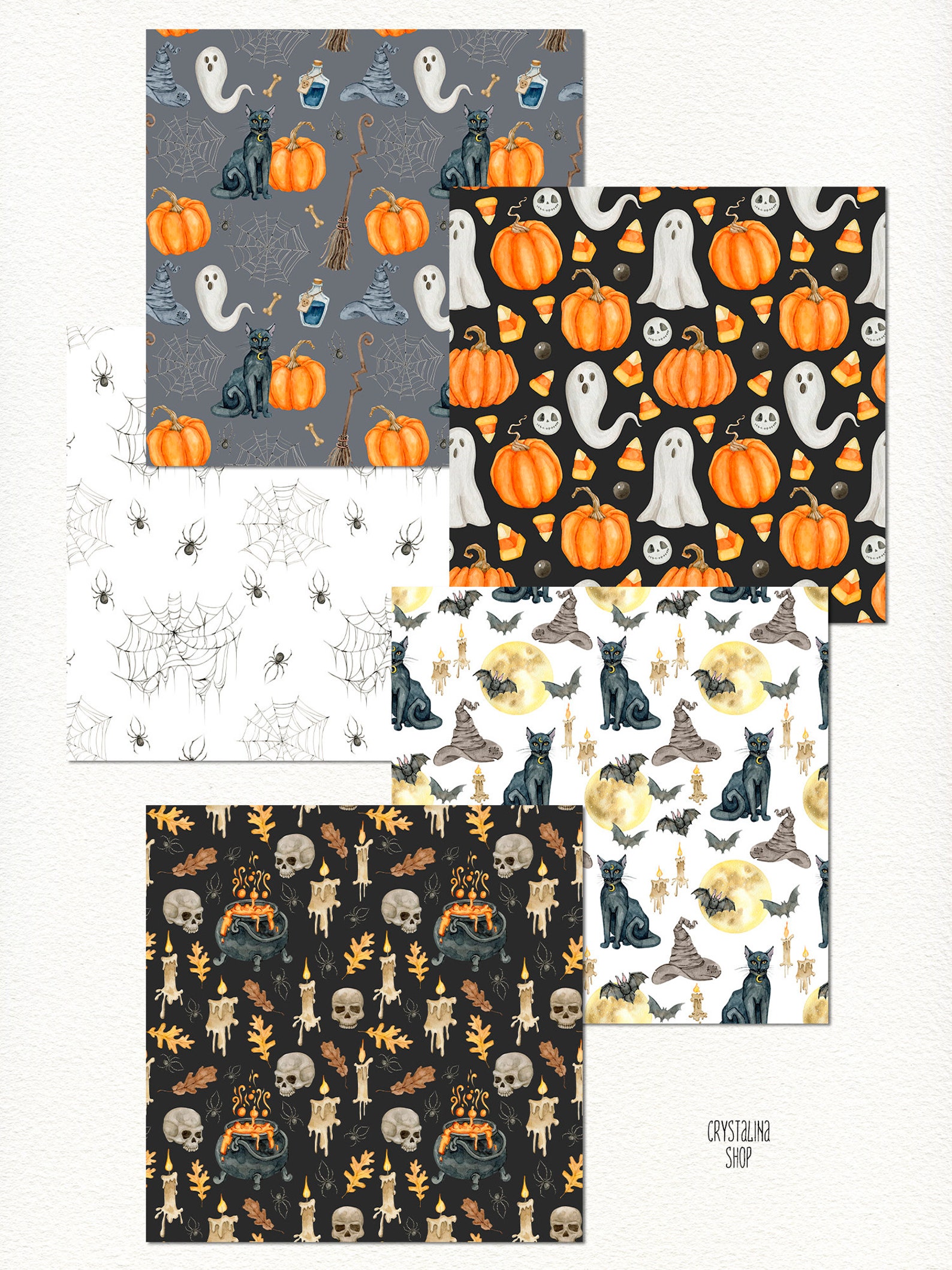 Watercolor Spooky Halloween Digital Paper Happy Halloween Party ...