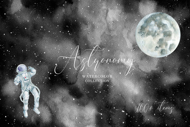 Watercolor Outer Space Astronaut Clipart Astronomy Teacher | Etsy
