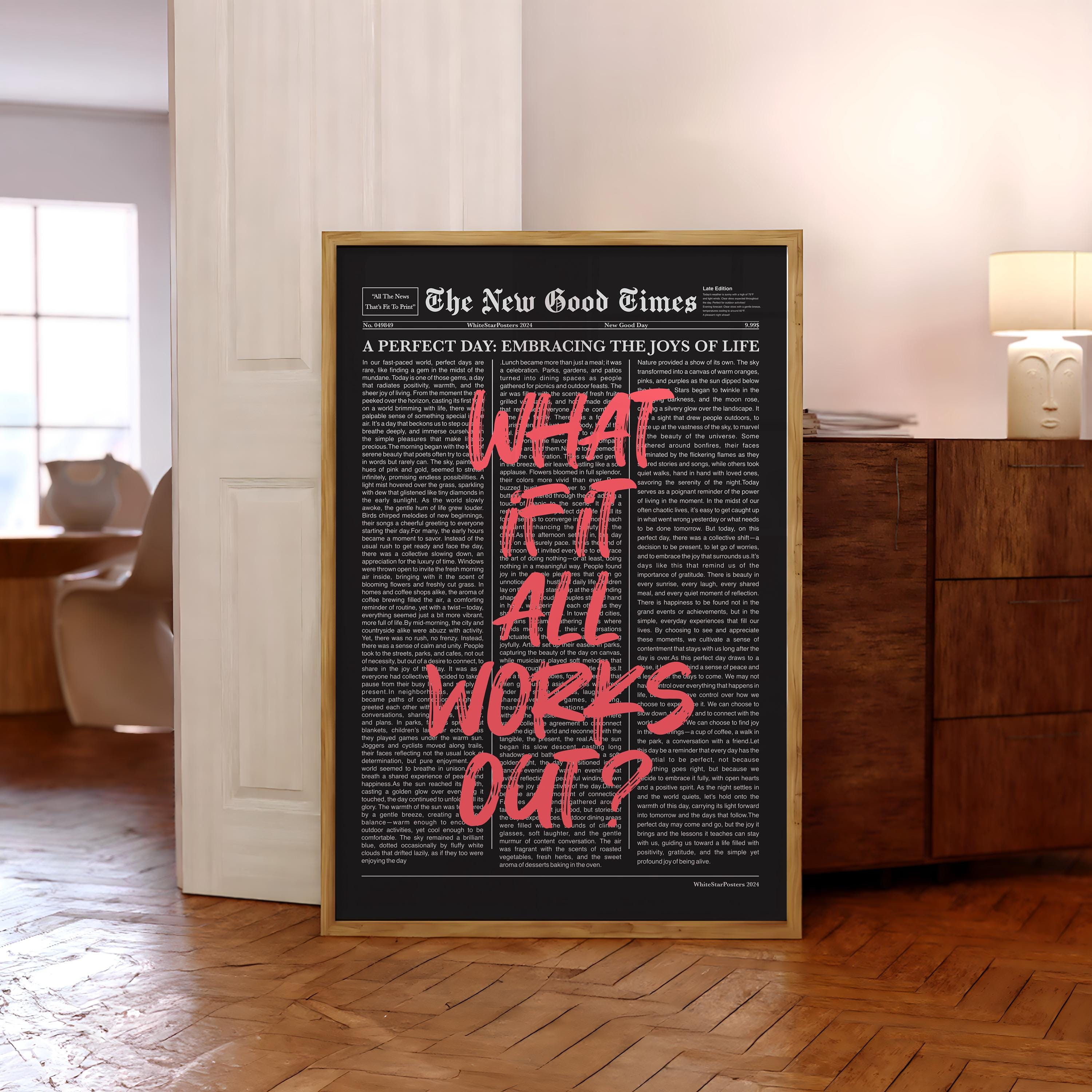 What If It All Works Out Poster, Trendy Newspaper Print, Motivational ...