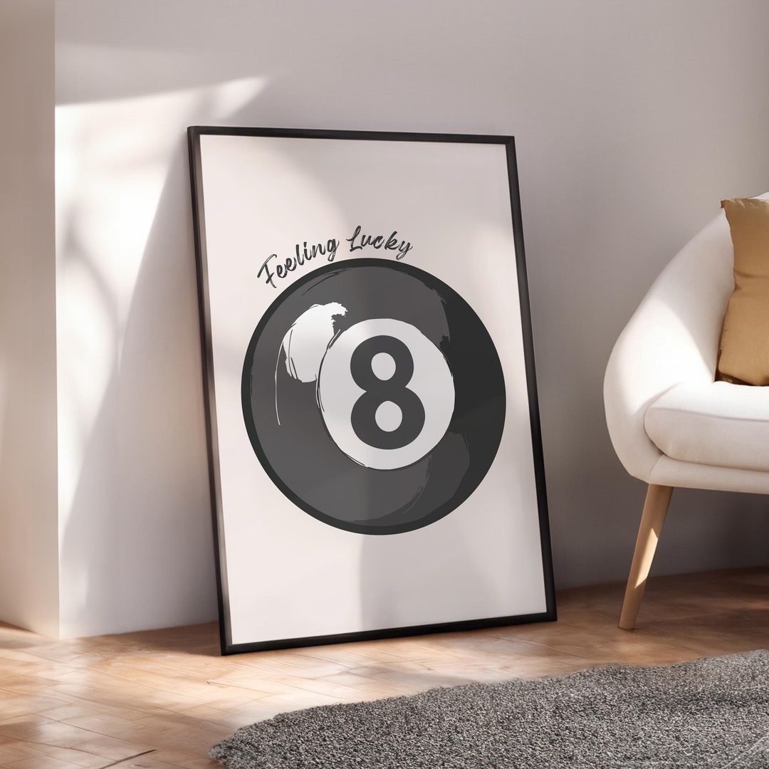 Pool Ball Print, Lucky 8 Ball Wandbild, Retro Eight Ball Poster ...