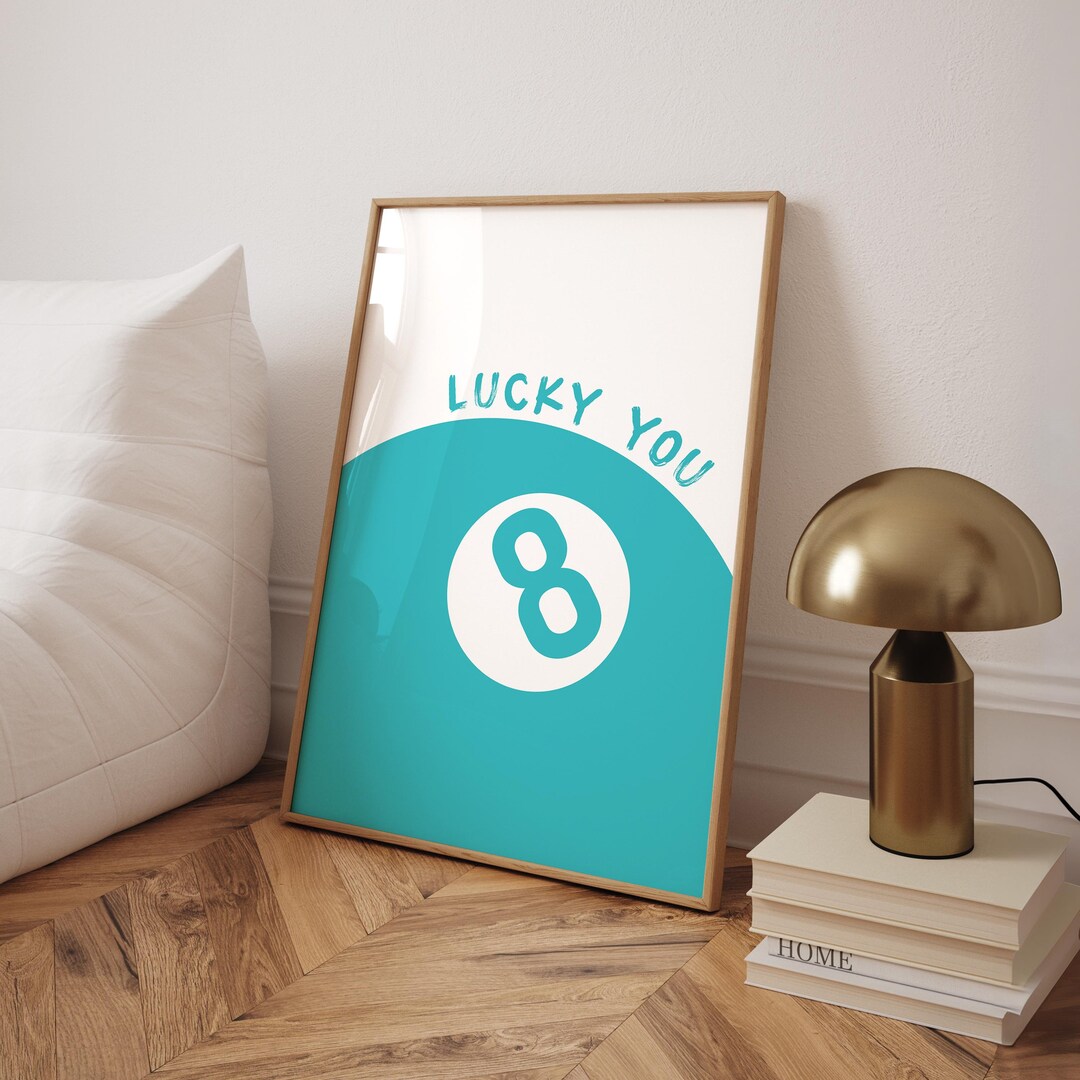 Pool Ball Print, Lucky 8 Ball Wall Art, Retro Eight Ball Poster ...