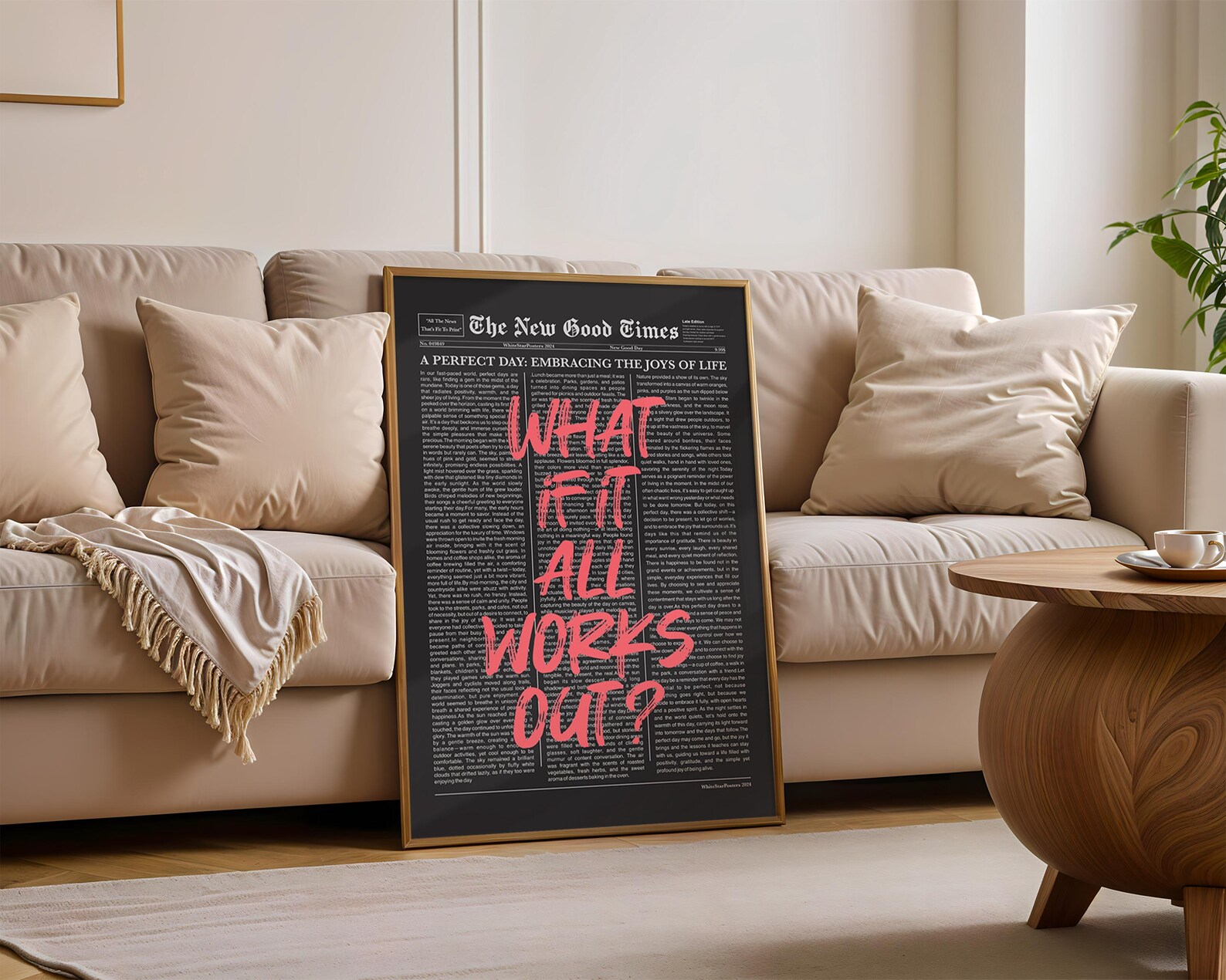 What If It All Works Out Poster, Trendy Newspaper Print, Motivational ...
