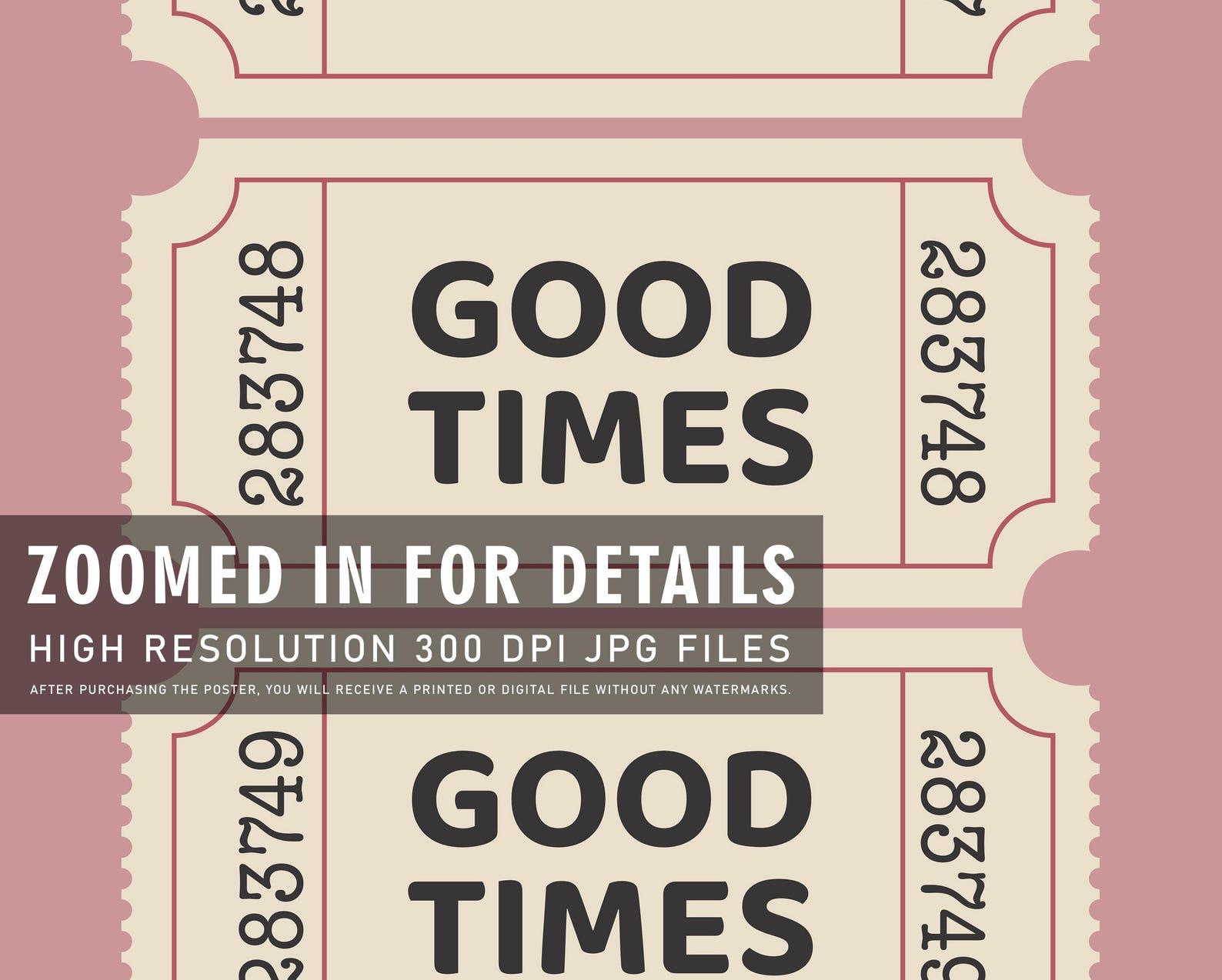 Trendy Good Times Ticket Poster, Retro Ticket Wall Art, Preppy Pink ...