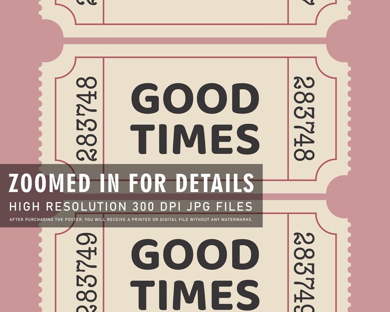 Trendy Good Times Ticket Poster, Retro Ticket Wall Art, Preppy Pink ...