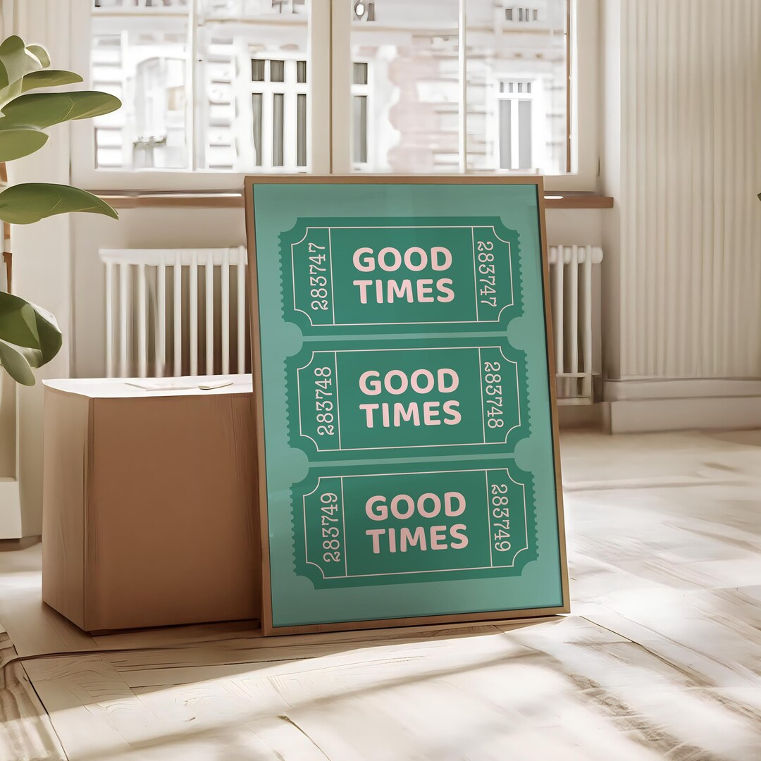 Trendy Good Times Ticket Poster, Retro Ticket Wall Art, Preppy Pink ...