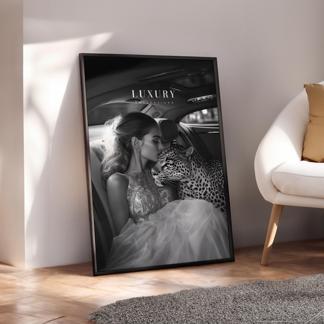 Trendy Magazine Poster, Woman With Leopard Print, Fashion Wall Art ...