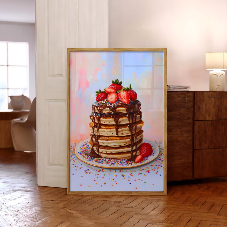 Pancakes Poster, Pancake Art Print, Retro Food Wall Art, Vintage ...
