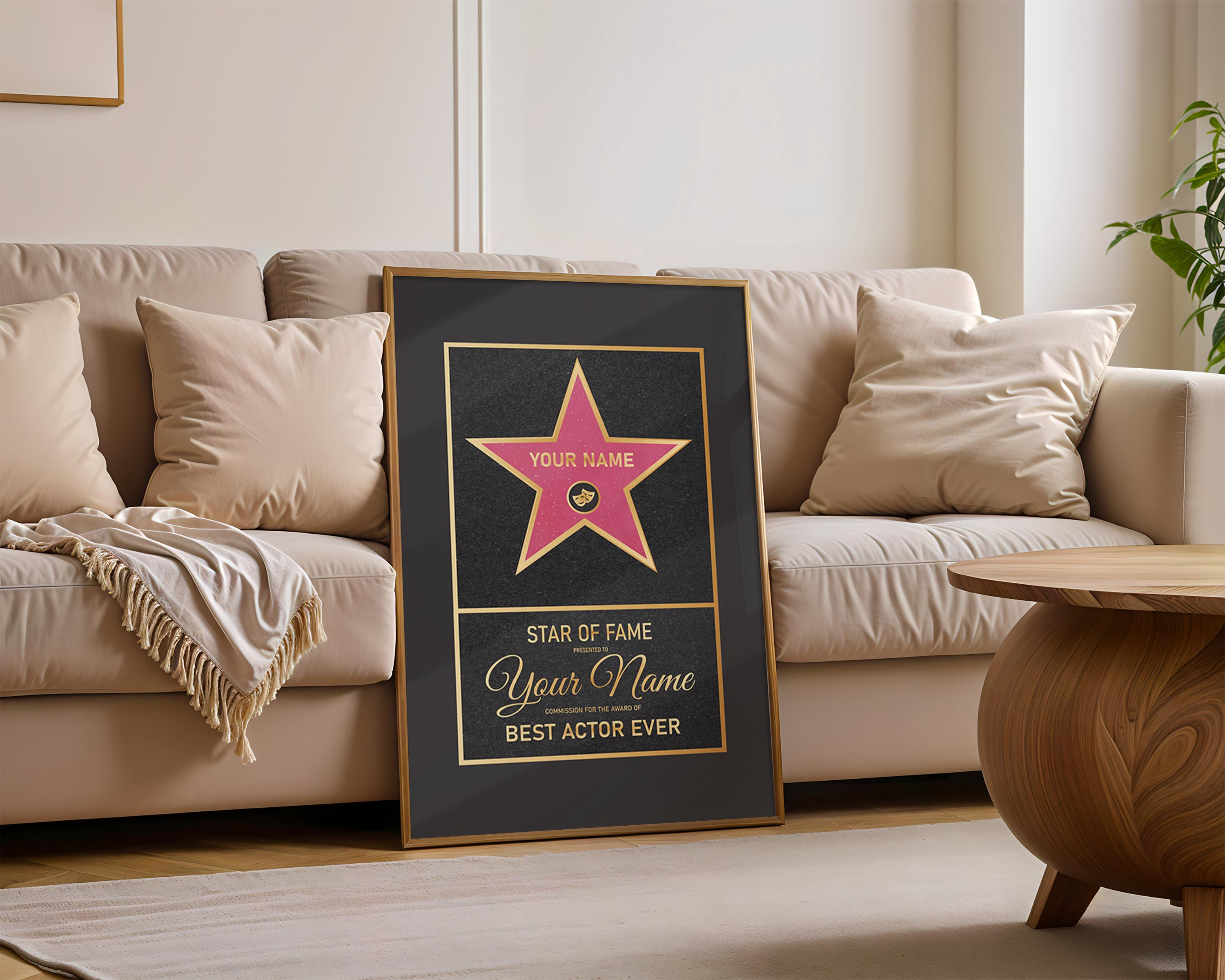 Custom Hollywood Star Poster, Personalized Walk of Fame Star Print ...
