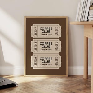 Coffee Club Ticket Print, Coffee Poster, Vintage Coffee Art, Coffee ...