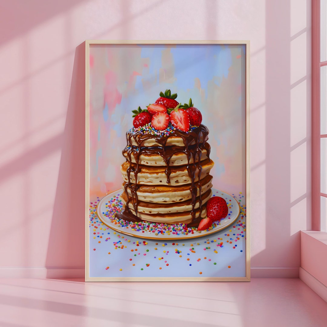 Pancakes Poster, Pancake Art Print, Retro Food Wall Art, Vintage ...