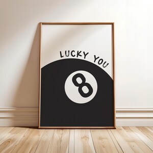Pool Ball Print, Lucky 8 Ball Wall Art, Retro Eight Ball Poster, Lucky ...