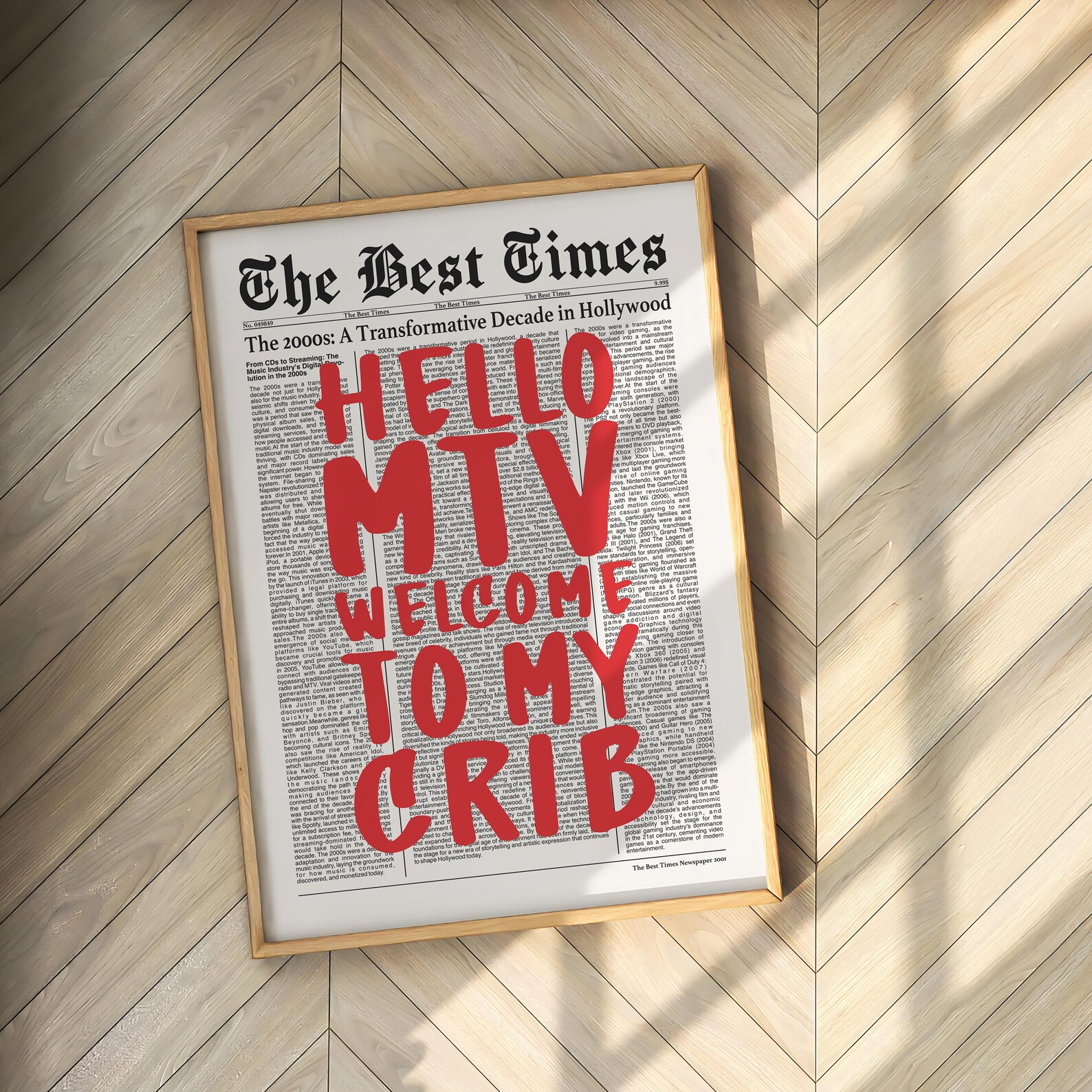 Welcome to My Crib Poster, Trendy Newspaper Print, Vintage Hello MTV ...
