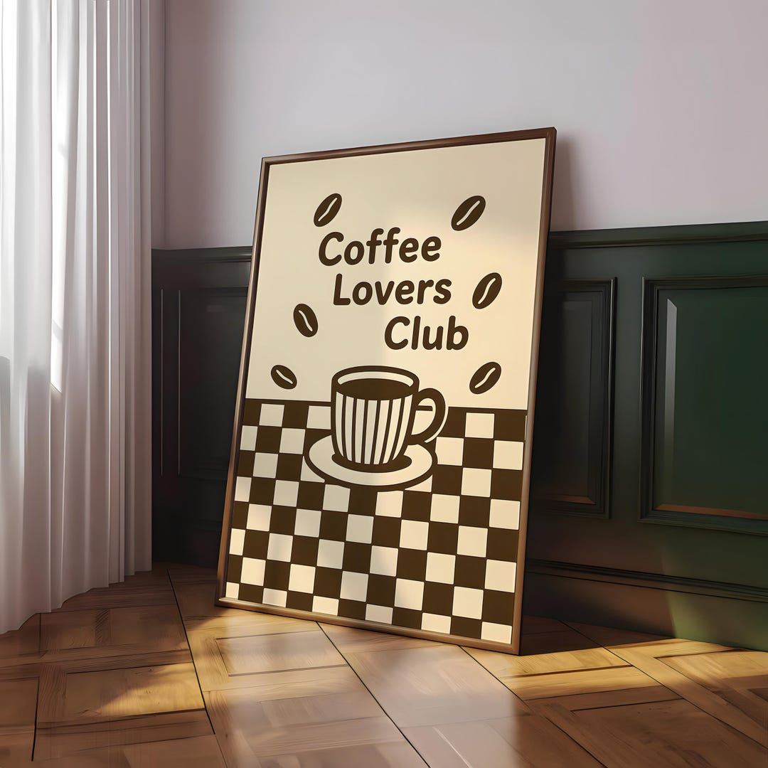 Coffee Lover Club Print, Coffee Poster, Trendy Kitchen Wall Art, Coffee ...