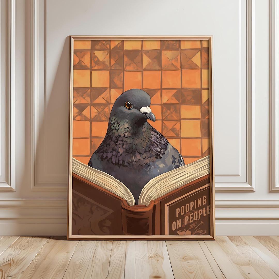 Funny Bathroom Print, Pigeon Pooping on People Book Poster, Funny ...