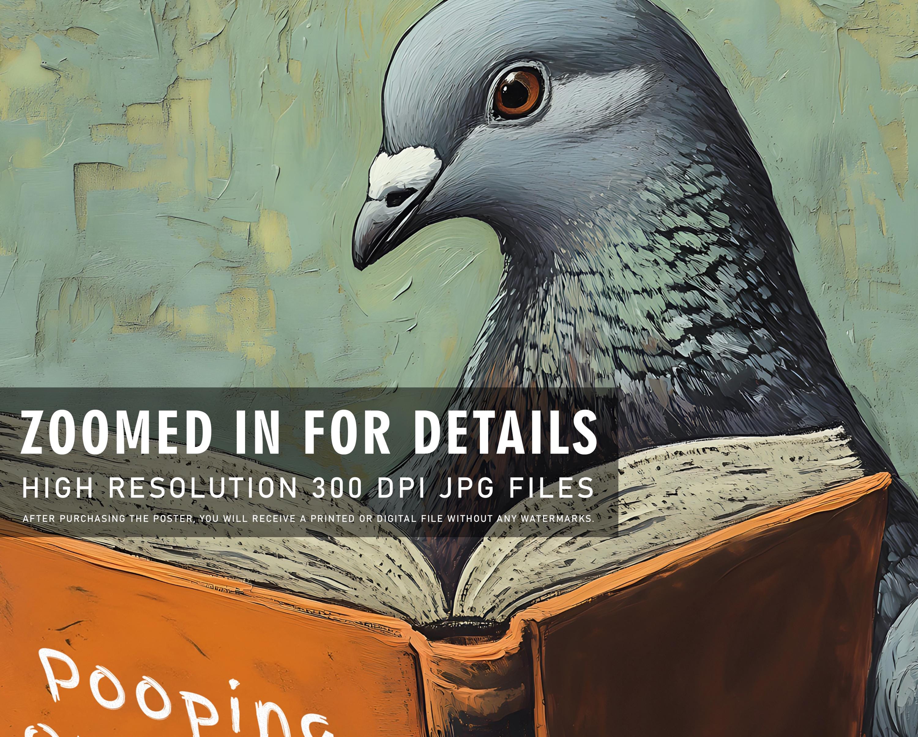 Funny Bathroom Print, Pigeon Pooping on People Book Poster, Funny ...
