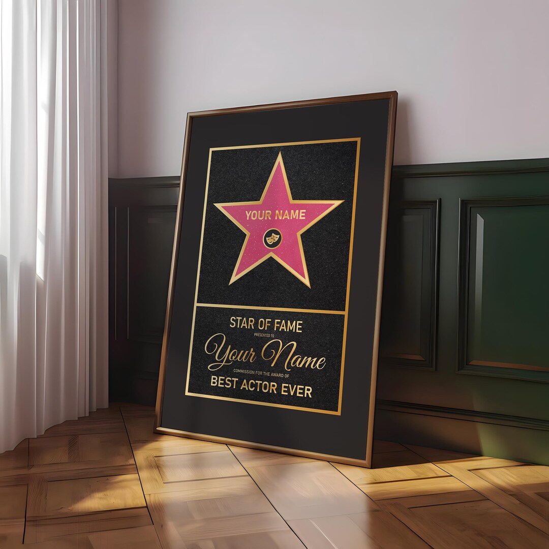 Custom Hollywood Star Poster, Personalized Walk of Fame Star Print ...