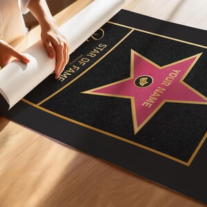 Custom Hollywood Star Poster, Personalized Walk of Fame Star Print ...