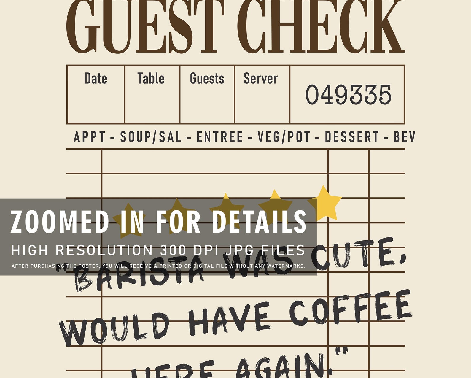 Guest Check Coffee Poster, Barista Was Cute Coffee Print, Espresso Wall ...