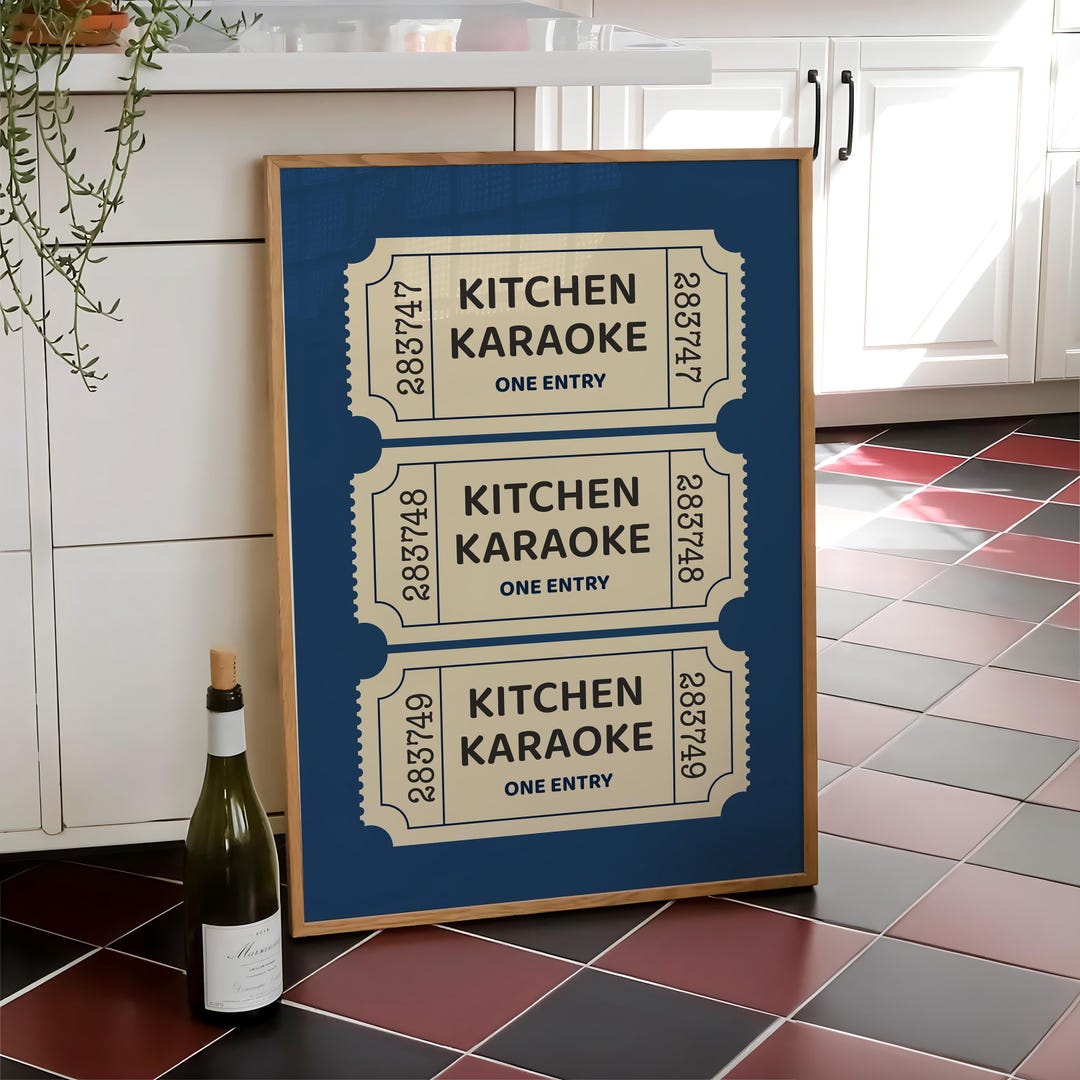 Kitchen Karaoke Ticket Poster, Kitchen Wall Art, Kitchen Singing Print ...