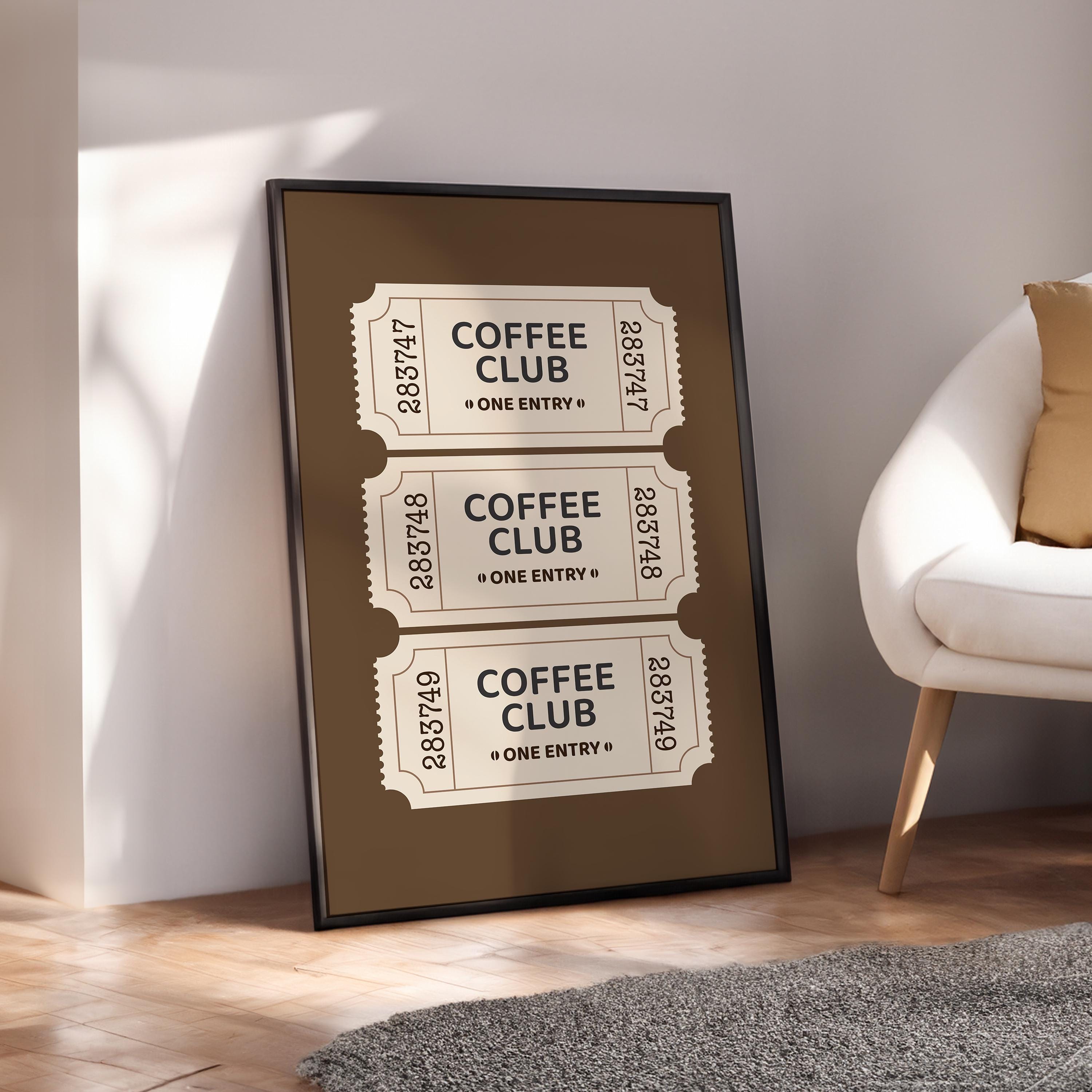 Coffee Club Ticket Print, Coffee Poster, Vintage Coffee Art, Coffee ...