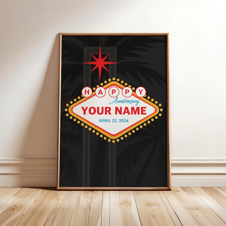Custom Las Vegas Poster, Personalized Las Vegas Sign Print, Birthday ...